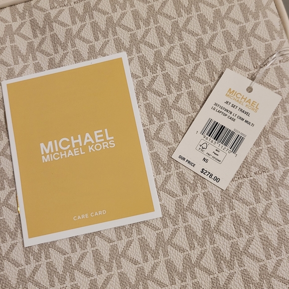Michael Kors | Bags | Michael Kors Cream Jet Set Logo Stripe 3 Inch ...